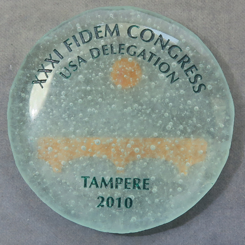 FIDEM XXXI Tampere Finland cast glass medal 2010 USA Delegation Polly ...