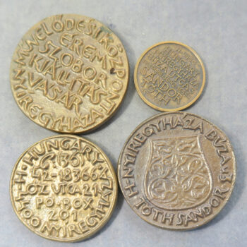 Hungary Sandor TOTH 4 little medals as business cards advertising ...